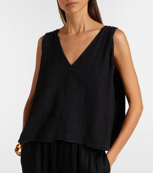 Velvet By Graham & Spencer Renna Linen Top - Black