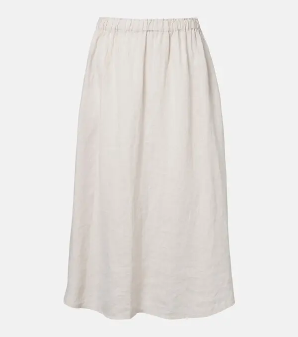 Velvet By Graham & Spencer Virginia Linen Midi Skirt - White