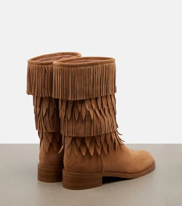 AQUAZZURA Suede Mid-calf Boots - Beige