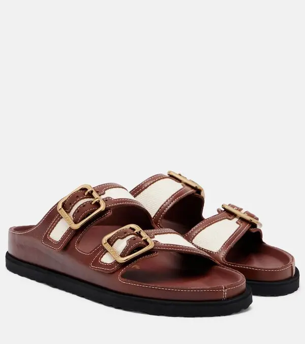 BIRKENSTOCK Arizona Leather And Canvas Sandals - Brown