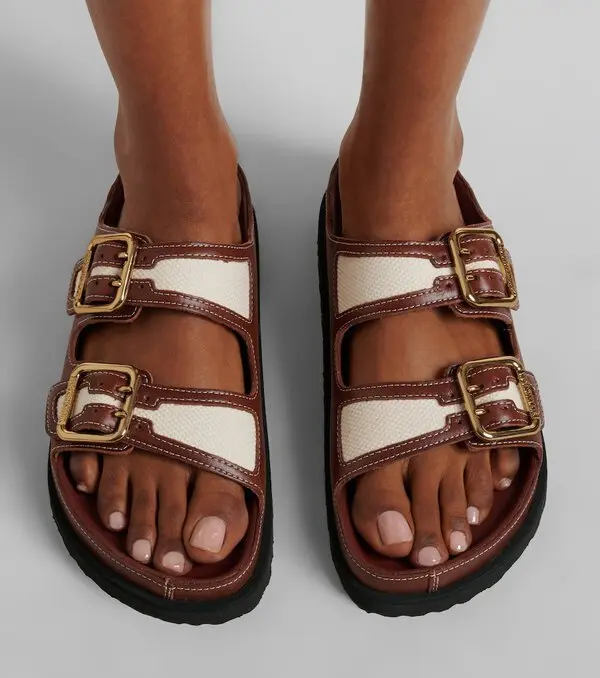 BIRKENSTOCK Arizona Leather And Canvas Sandals - Brown