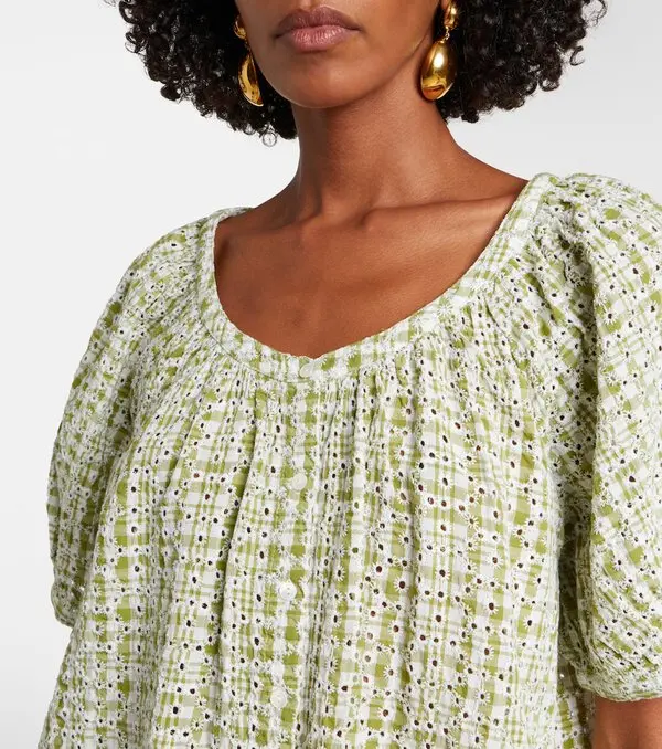 Velvet By Graham & Spencer Angie Broderie Anglaise Cotton-blend Top