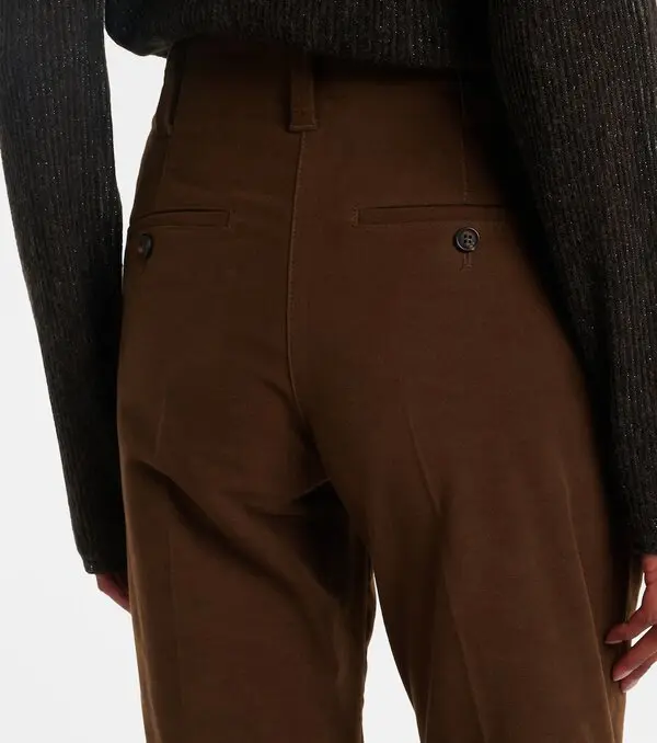 Brunello Cucinelli Cropped Cotton Flared Pants In Cacao