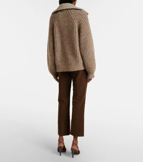 Brunello Cucinelli Cropped Cotton Flared Pants In Cacao