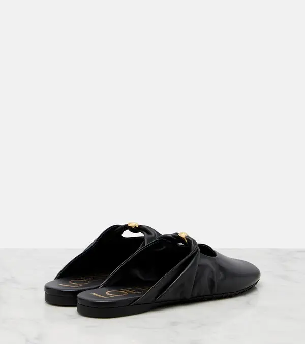 Loewe Pebble Soft Leather Mules - Black