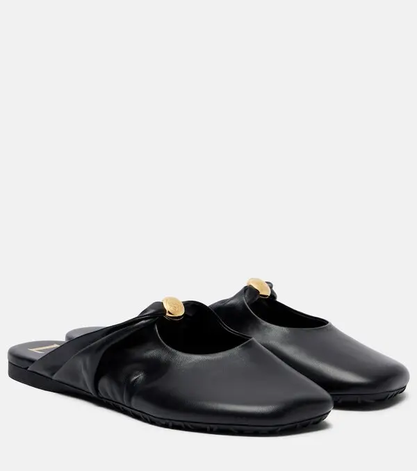 Loewe Pebble Soft Leather Mules - Black