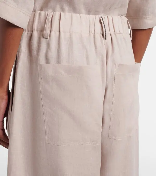 Brunello Cucinelli Linen Wide-leg Pants