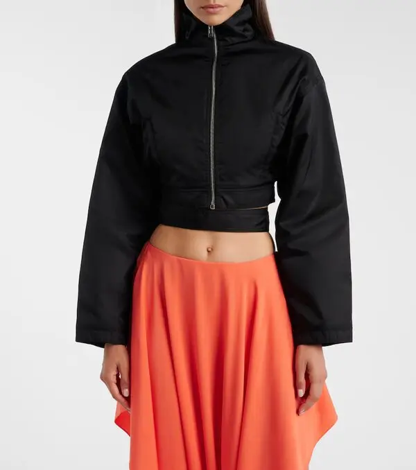 Alaïa Cropped Belted Taffeta Jacket