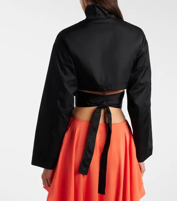 Alaïa Cropped Belted Taffeta Jacket