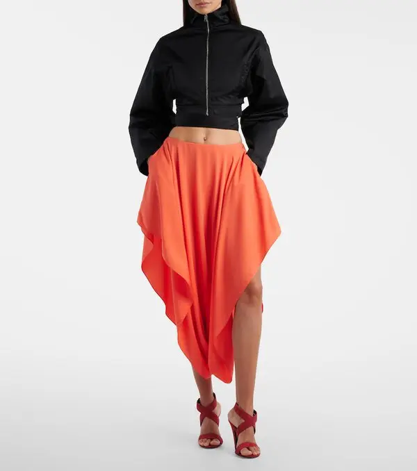Alaïa Cropped Belted Taffeta Jacket