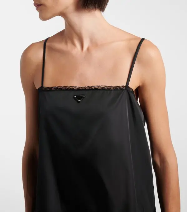 Prada Re-nylon Lace-trimmed Mini Dress
