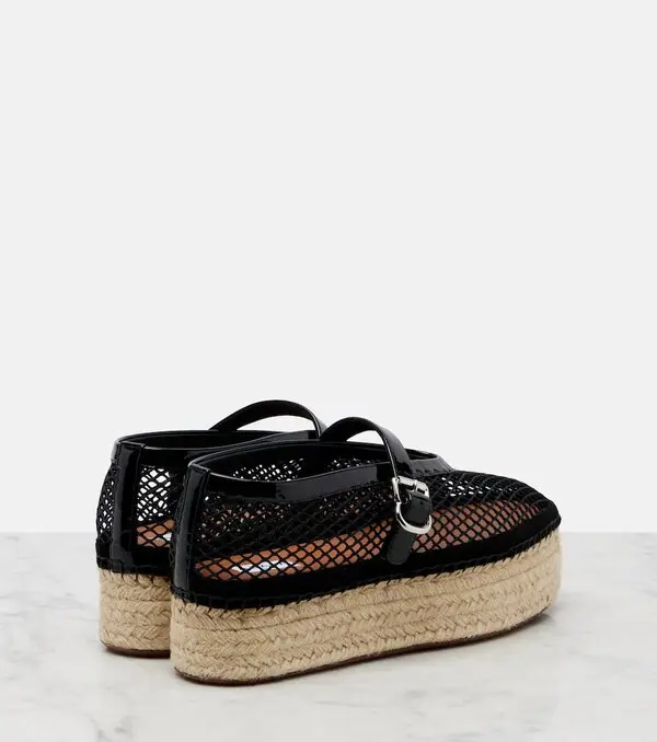 Alaïa Fishnet Espadrilles With Leather Trim
