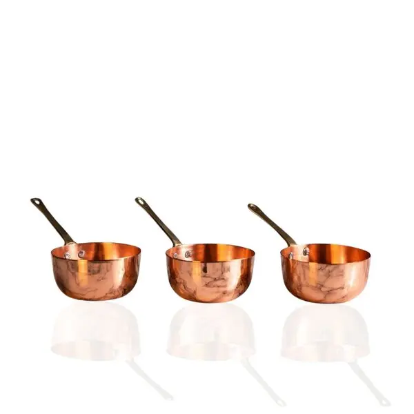 ANATOLIACRAFT Set Of Three Solid Copper Melting & Serving Pot