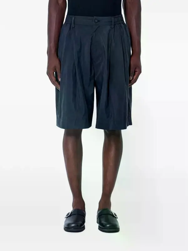 SSSTEIN Pleated Elasticated-waistband Shorts - Black