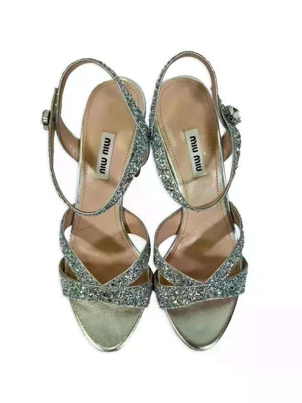 Miu Miu Crystal-embellished Leather Sandals