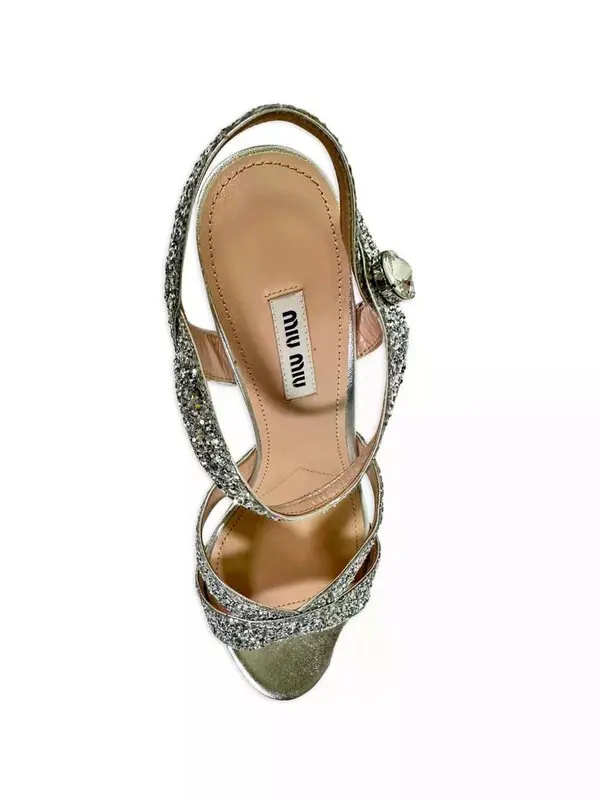 Miu Miu Crystal-embellished Leather Sandals