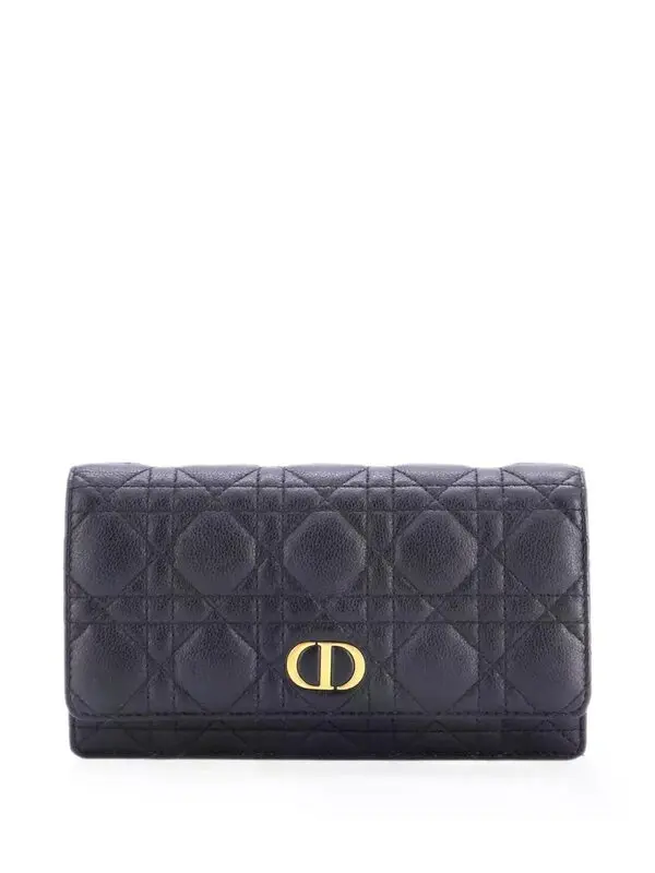 Dior Caro Pouch With Chain Cannage Quilt Calfskin Belt Bag - Black