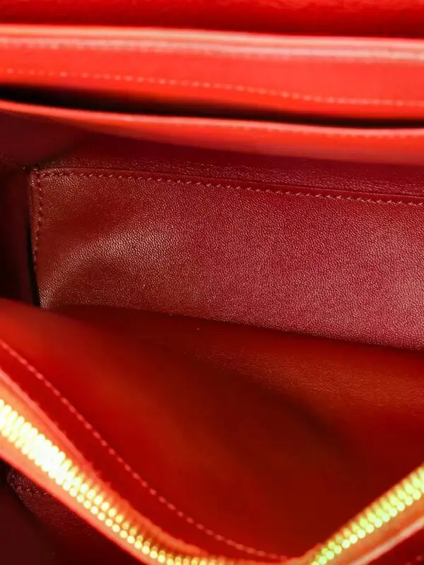 Celine 16" Top Handle Bag In Grained Calfskin, Medium - Red