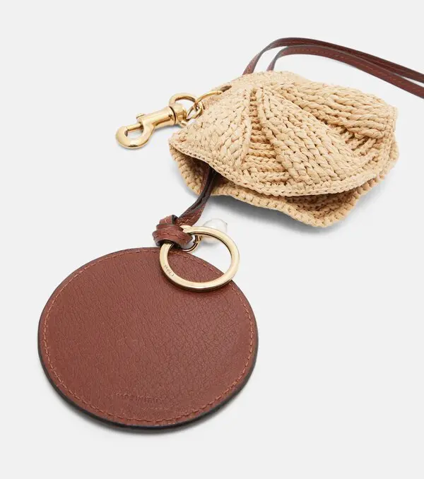 Chloé Shell Embellished Raffia Bag Charm