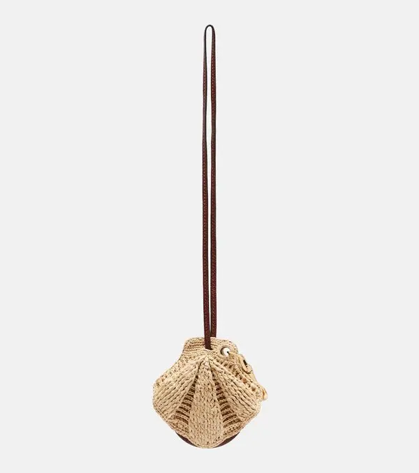 Chloé Shell Embellished Raffia Bag Charm