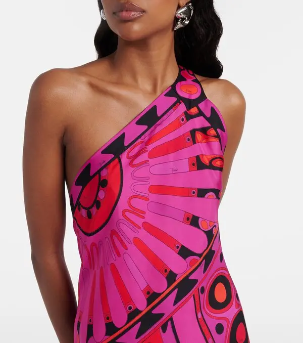 Emilio Pucci Asymmetrical Silk Midi Dress