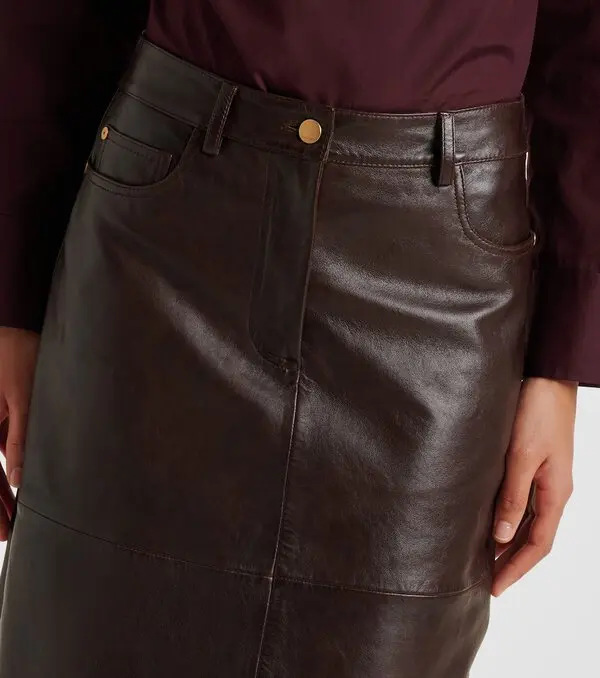 Max Mara Leather Midi Skirt