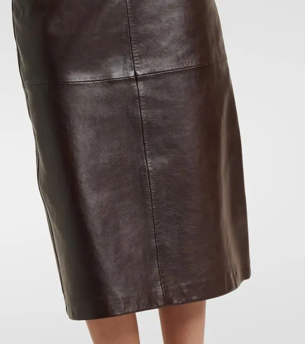 Max Mara Leather Midi Skirt