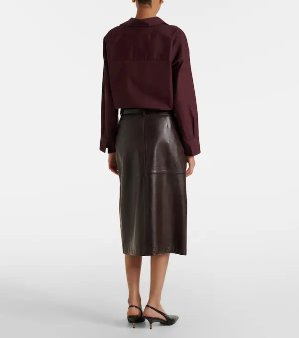 Max Mara Leather Midi Skirt