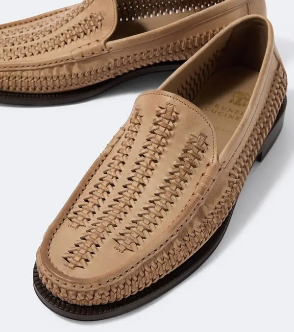 Brunello Cucinelli Woven Leather Loafers