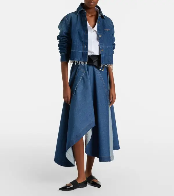Givenchy Asymmetric Denim Midi Skirt