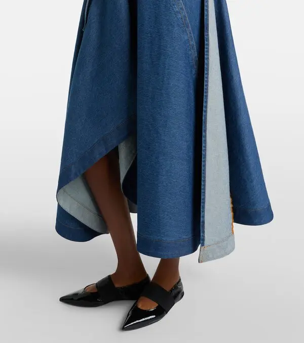 Givenchy Asymmetric Denim Midi Skirt - Blue