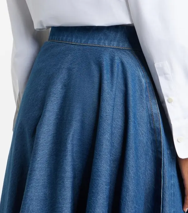 Givenchy Asymmetric Denim Midi Skirt - Blue