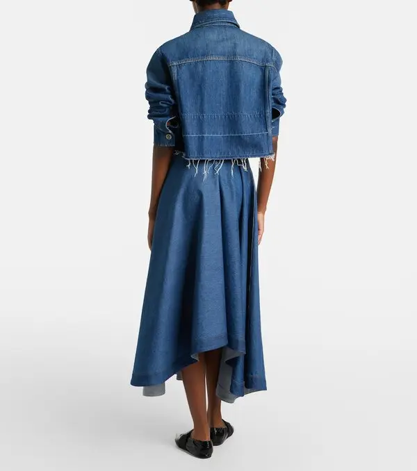 Givenchy Asymmetric Denim Midi Skirt - Blue