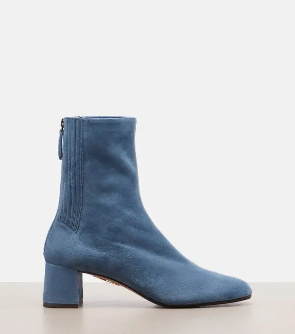 AQUAZZURA Saint Honoré Suede Ankle Boots - Blue