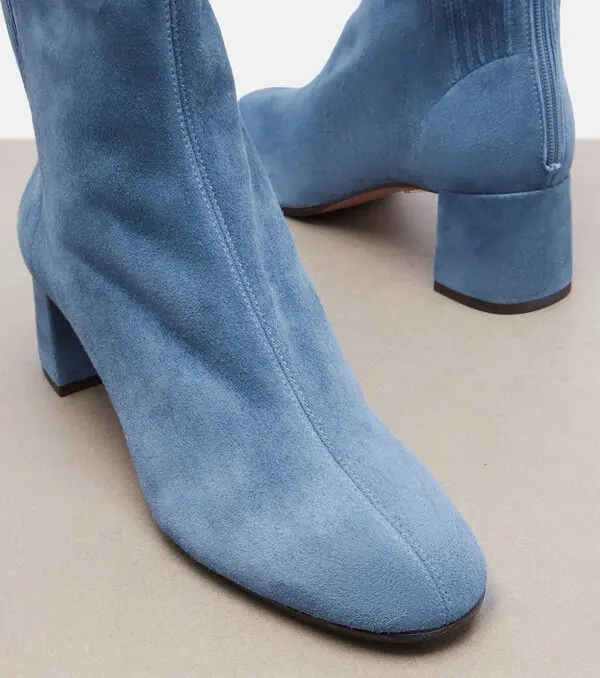 AQUAZZURA Saint Honoré Suede Ankle Boots - Blue