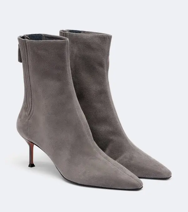 AQUAZZURA Saint Honoré Suede Ankle Boots - Grey