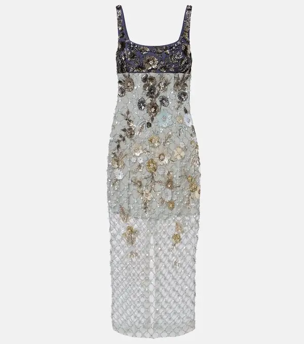 LA FUORI Nyx Bloom Aurora Embellished Cocktail Dress - Blue