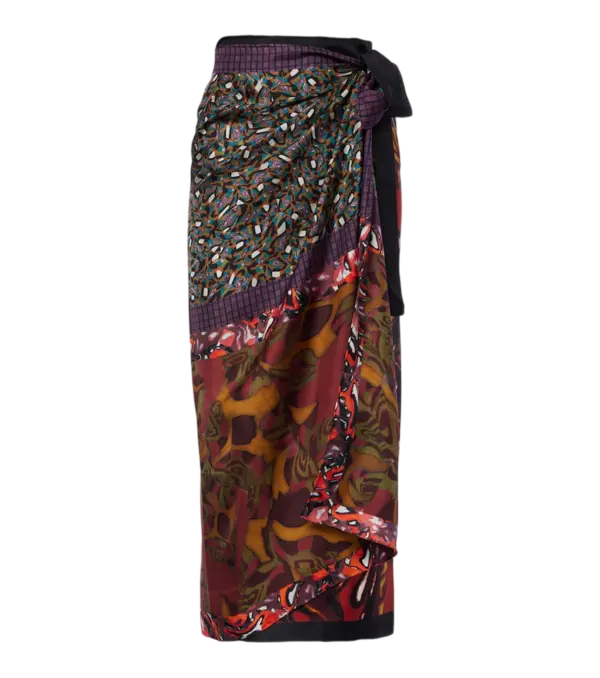 Dries Van Noten Printed Silk Wrap Skirt - Multicoloured
