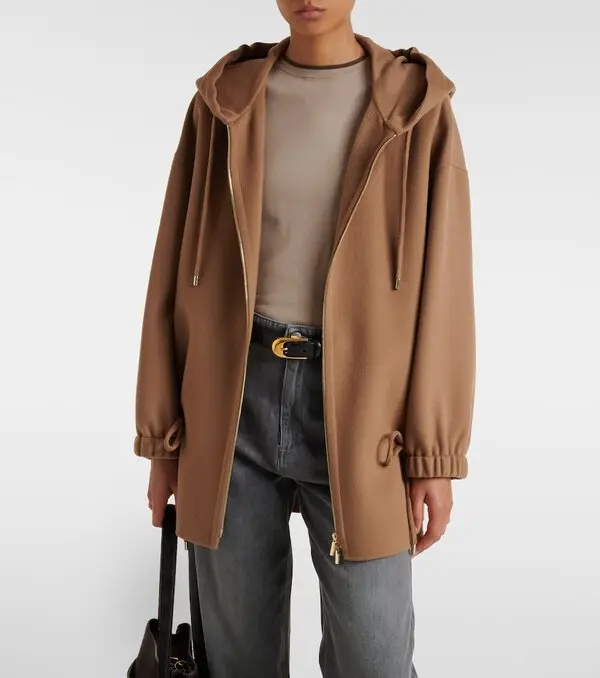 Max Mara Hooded Virgin Wool Jacket - Brown