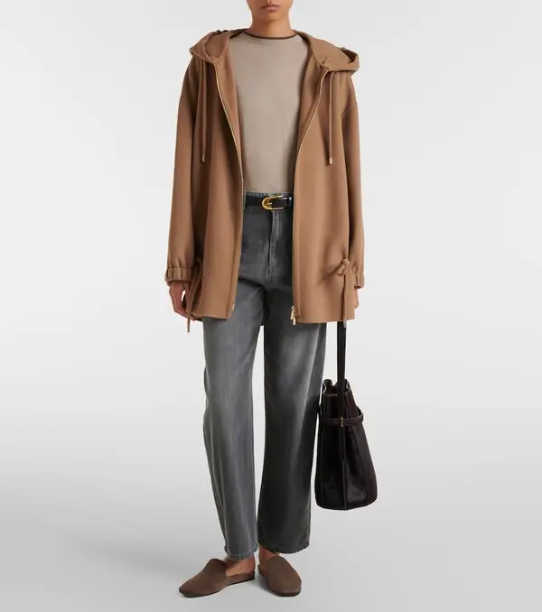 Max Mara Hooded Virgin Wool Jacket - Brown