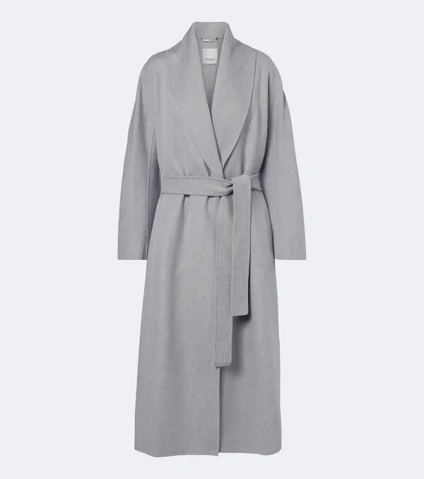 Max Mara Virgin Wool Wrap Coat - Grey