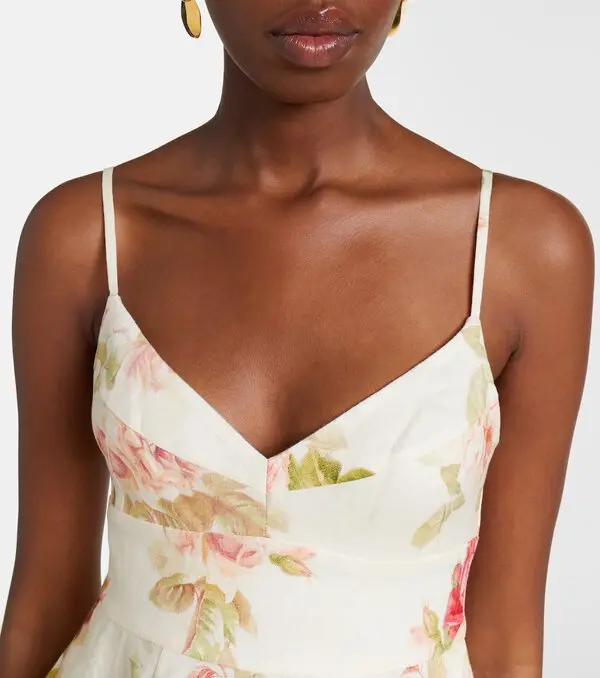 Zimmermann Lucky Picnic Floral Linen Minidress