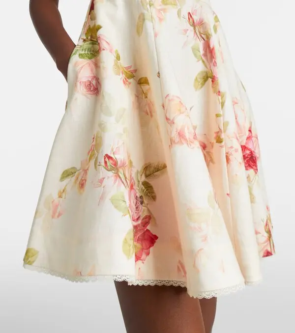 Zimmermann Lucky Picnic Floral Linen Minidress