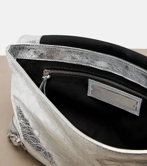 Balenciaga Le City Metallic Leather Clutch - Silver
