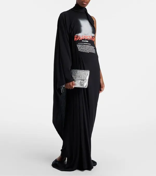 Balenciaga Le City Metallic Leather Clutch - Silver