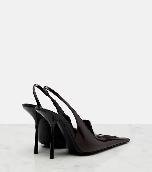 Saint Laurent Voltaire Leather Slingback Pumps - Brown