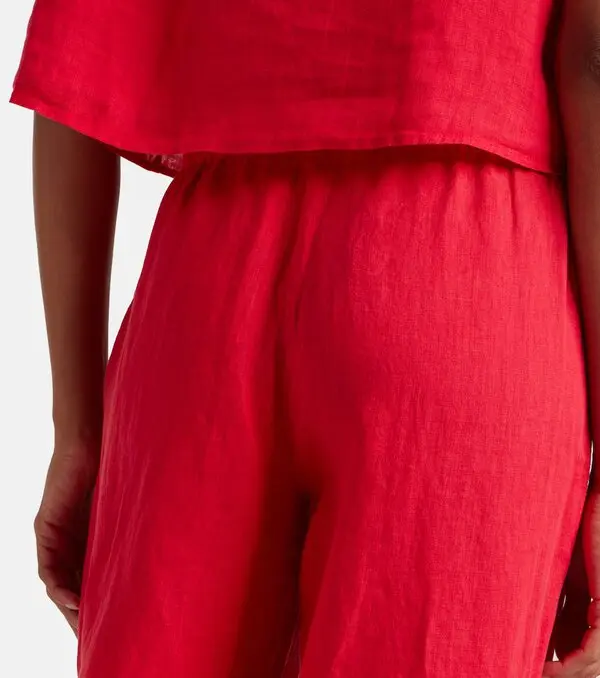 Velvet By Graham & Spencer Lola Linen Wide-leg Pants - Red