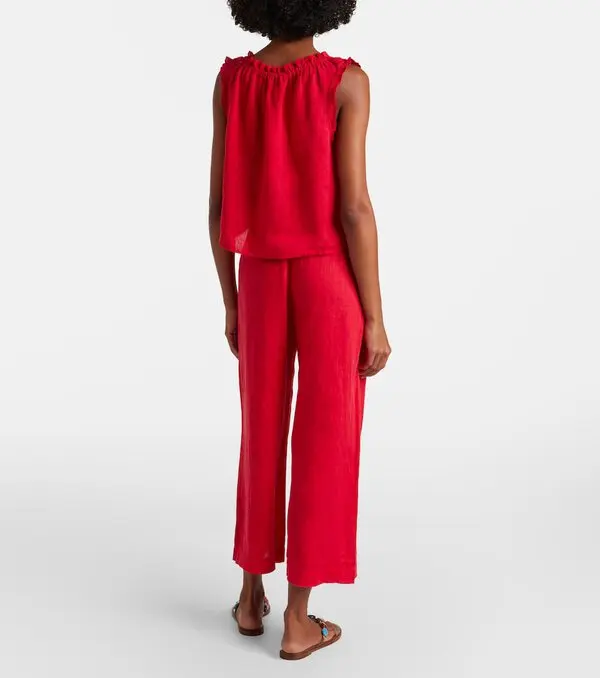 Velvet By Graham & Spencer Lola Linen Wide-leg Pants - Red