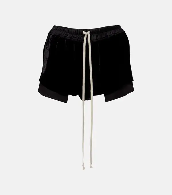 Rick Owens Velvet Silk Blend Shorts - Black