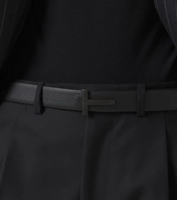 TOM FORD T Icon Leather Belt - Black